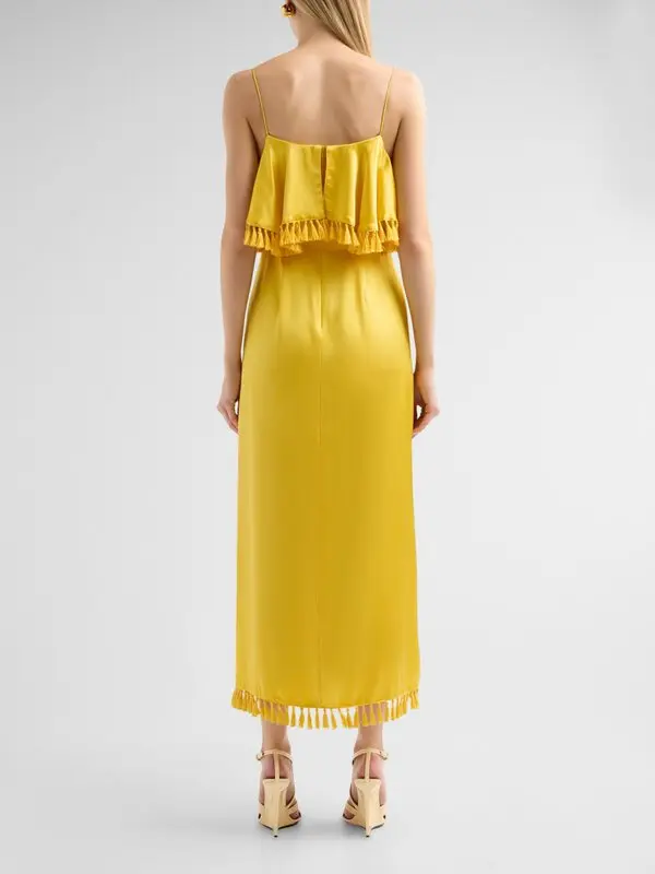 Cinq À Sept Luma Silk Fringe-trim A-line Midi Dress