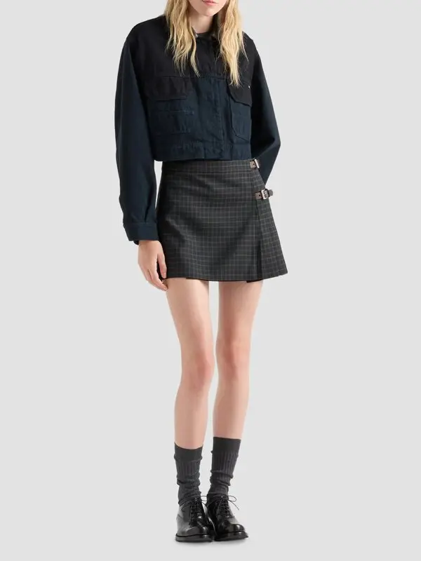 Prada Checked Wool Mini Skirt - Blue