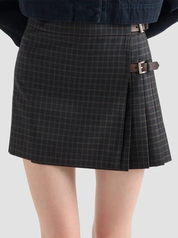 Prada Checked Wool Mini Skirt - Blue