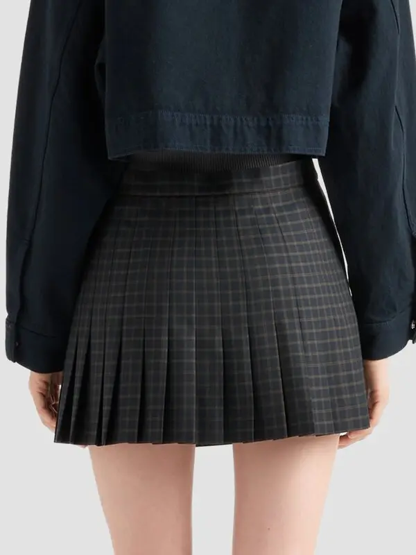 Prada Checked Wool Mini Skirt - Blue