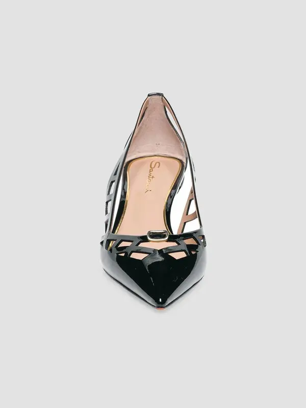 Santoni 55mm Cut-out Patent Leather Pumps - Black