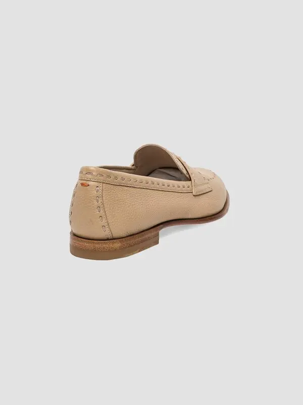 Santoni Marlene Stitched Leather Loafers - Light Brown