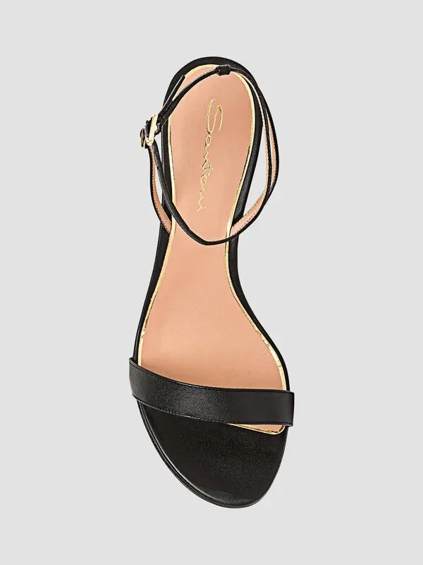 Santoni Strappy Leather Stiletto Sandals - Black