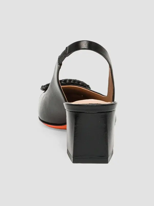 Santoni Corolle Leather Slingback Pumps - Black