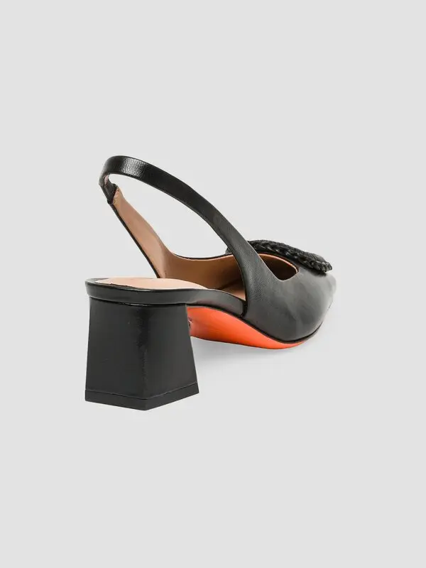 Santoni Corolle Leather Slingback Pumps - Black