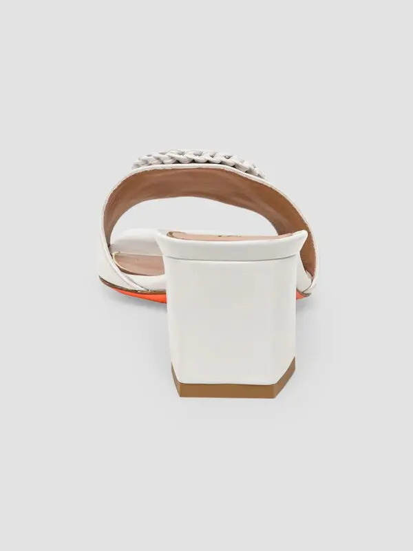 Santoni Corolle Leather Buckle Mules - White