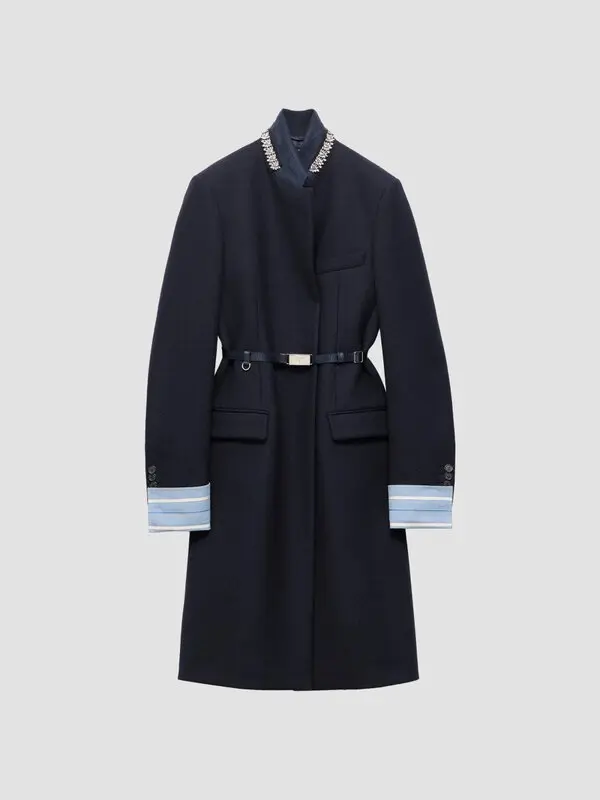 Prada Single-breasted Embroidered Double Wool Coat