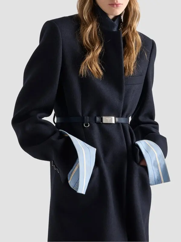 Prada Single-breasted Embroidered Double Wool Coat