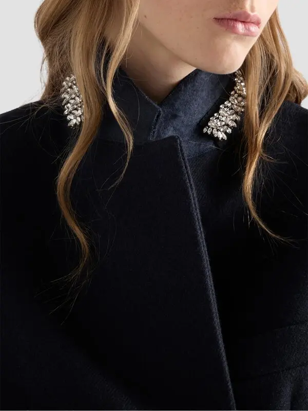 Prada Single-breasted Embroidered Double Wool Coat