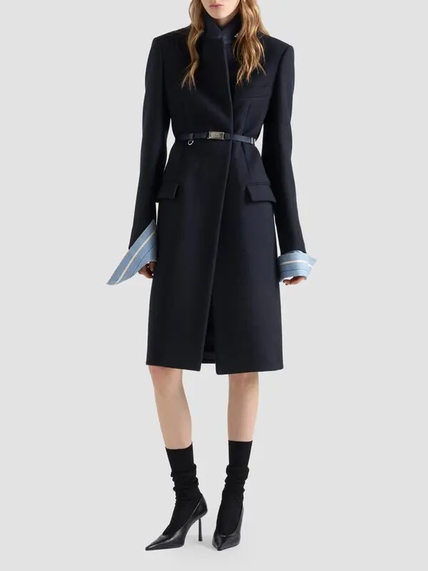 Prada Single-breasted Embroidered Double Wool Coat