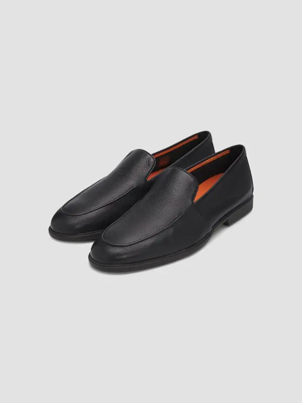 Santoni Malibu Leather Loafers - Black