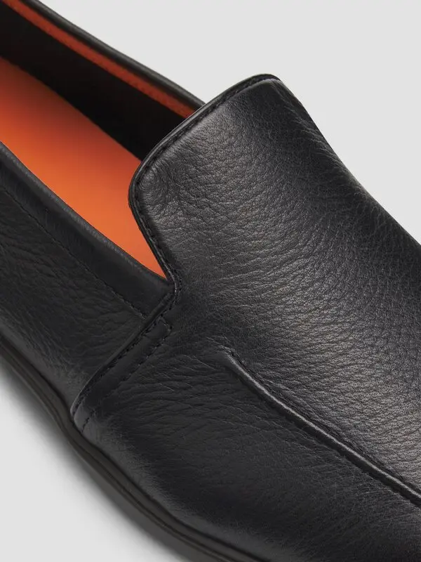 Santoni Malibu Leather Loafers - Black