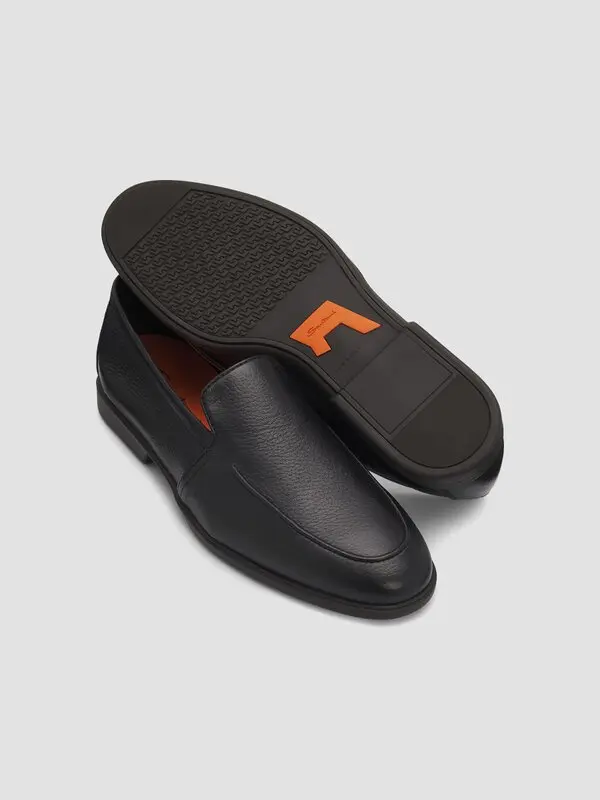 Santoni Malibu Leather Loafers - Black
