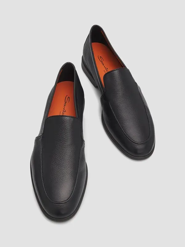 Santoni Malibu Leather Loafers - Black