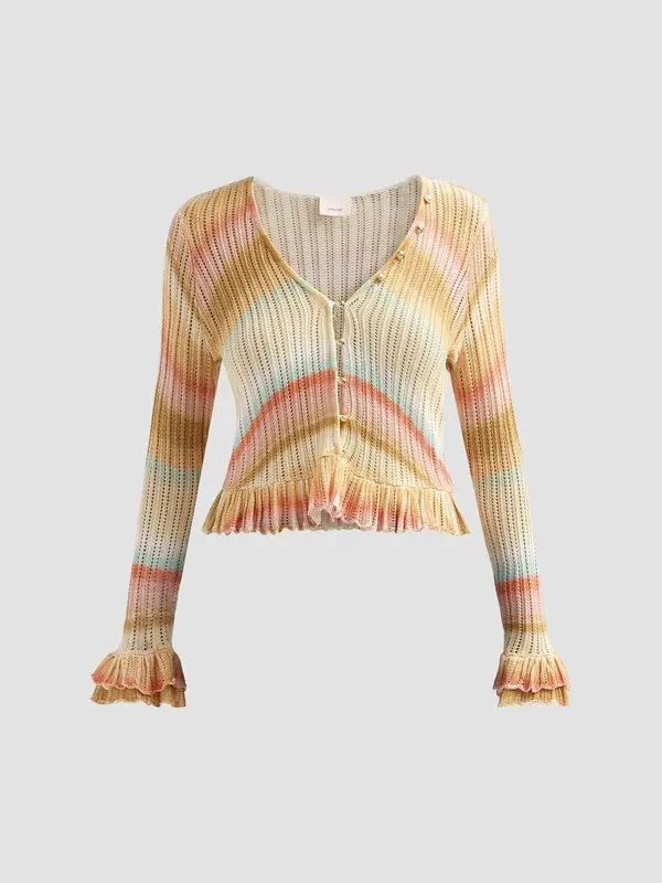 Cinq À Sept Edith Space-dyed Stripe Cardigan - Sunset Multi