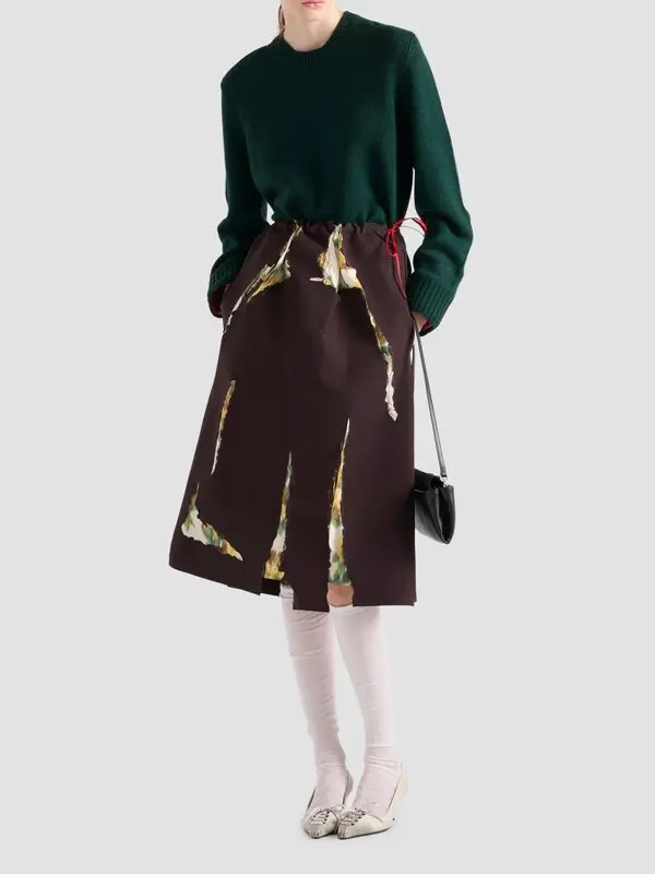 Prada Bonded Gabardine Skirt With Devore Effect