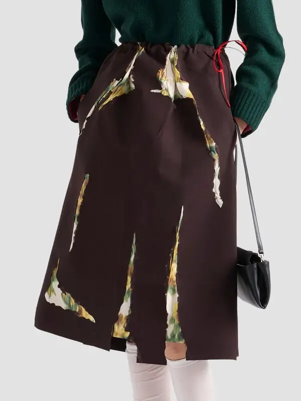 Prada Bonded Gabardine Skirt With Devore Effect