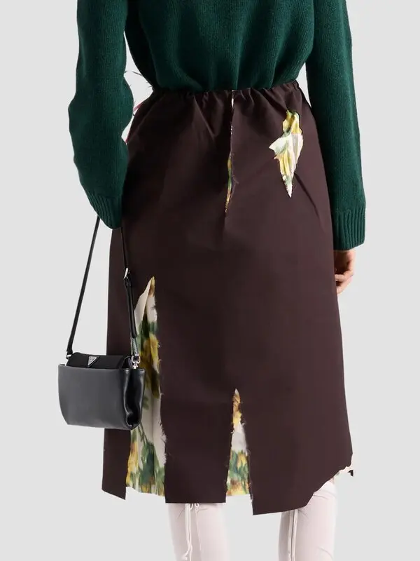 Prada Bonded Gabardine Skirt With Devore Effect