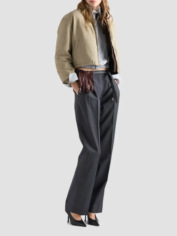 Prada Cropped Technical Poplin Down Coat