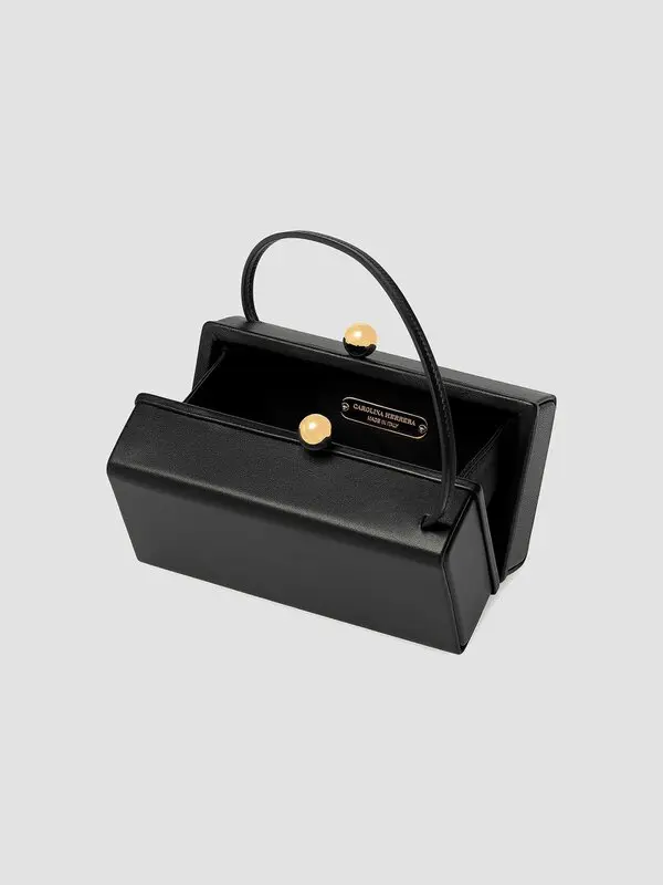 Carolina Herrera Mimi Satin Top Handle Bag - Black