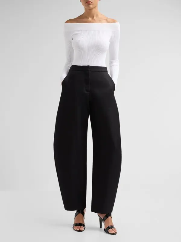 Alaïa Off-the-shoulder Long-sleeve Rib-knit Bodysuit - Blanc