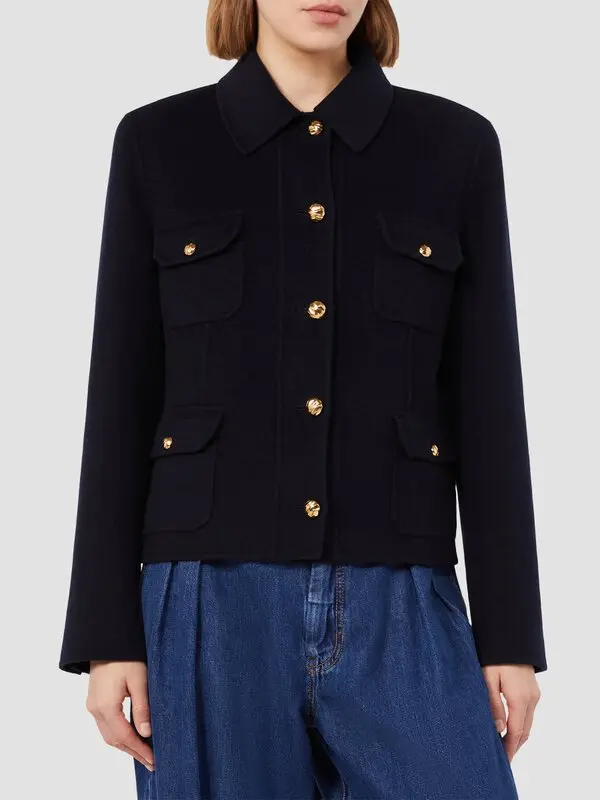 Max Mara Wool Cashmere And Silk Varsity Jacket