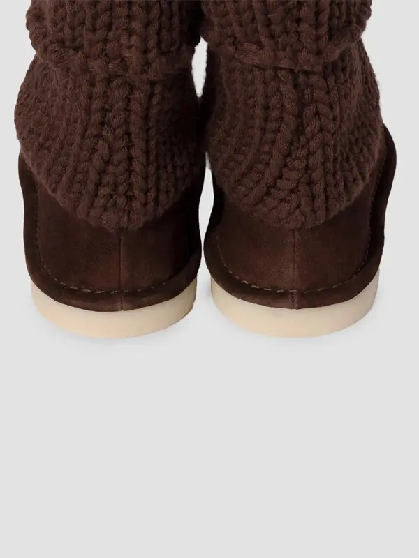 Miu Miu Suede And Knit Booties - Brown