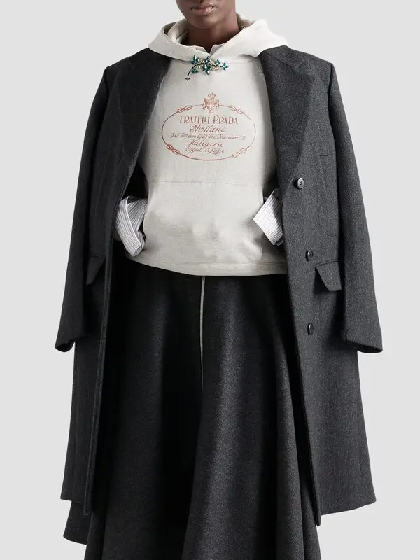 Prada Single Breasted Double Wool Coat