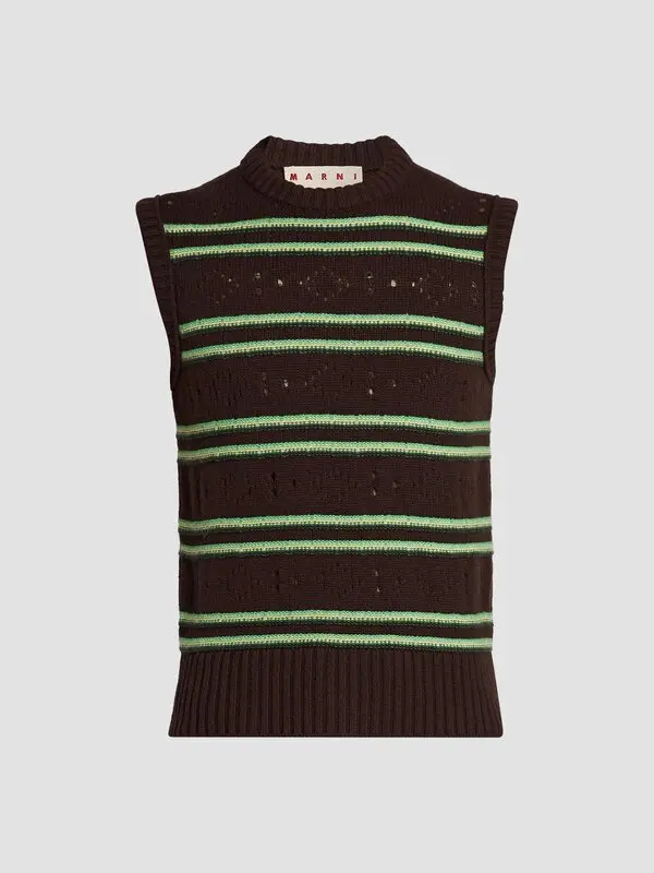 Marni Striped Pointelle-knit Cotton Sweater Vest