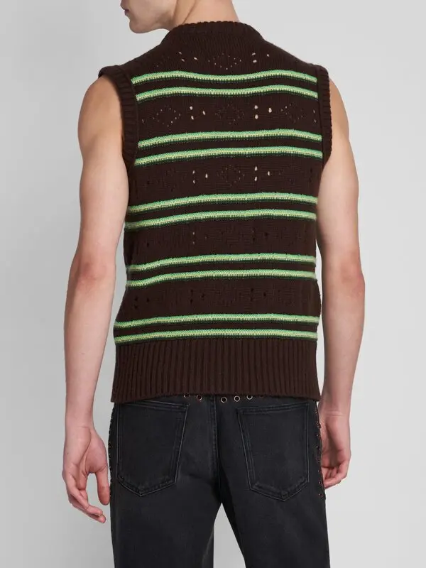 Marni Striped Pointelle-knit Cotton Sweater Vest
