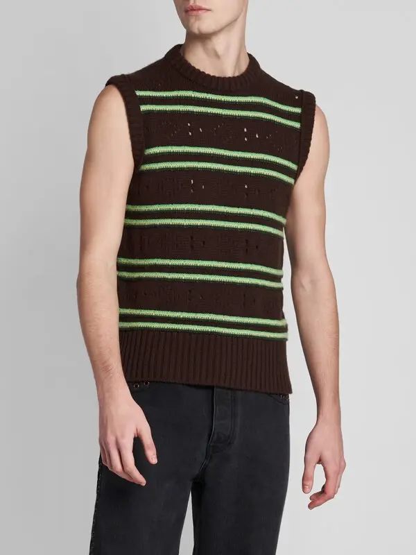 Marni Striped Pointelle-knit Cotton Sweater Vest