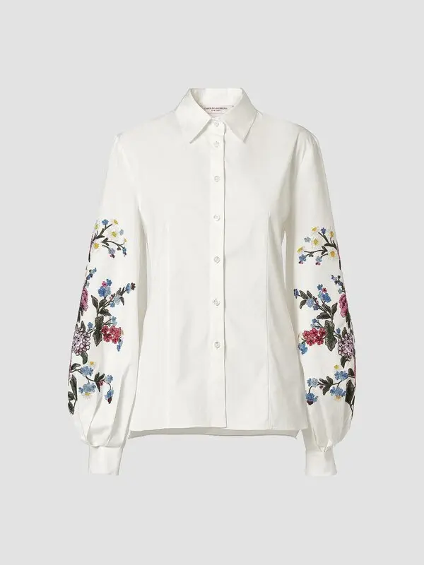 Carolina Herrera Floral-embroidered Cotton Shirt - White