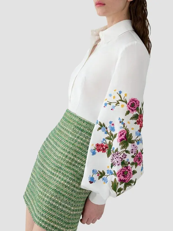 Carolina Herrera Floral-embroidered Cotton Shirt