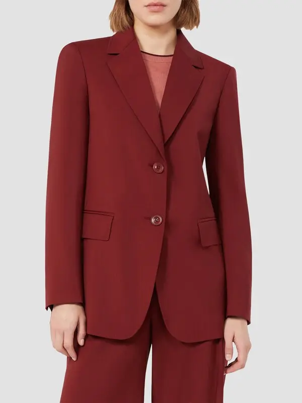 Max Mara Single Breasted Woollen Cloth Jacket - Ruby