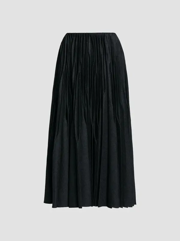 Alaïa Pleated Wool Midi-skirt - Antrhacite