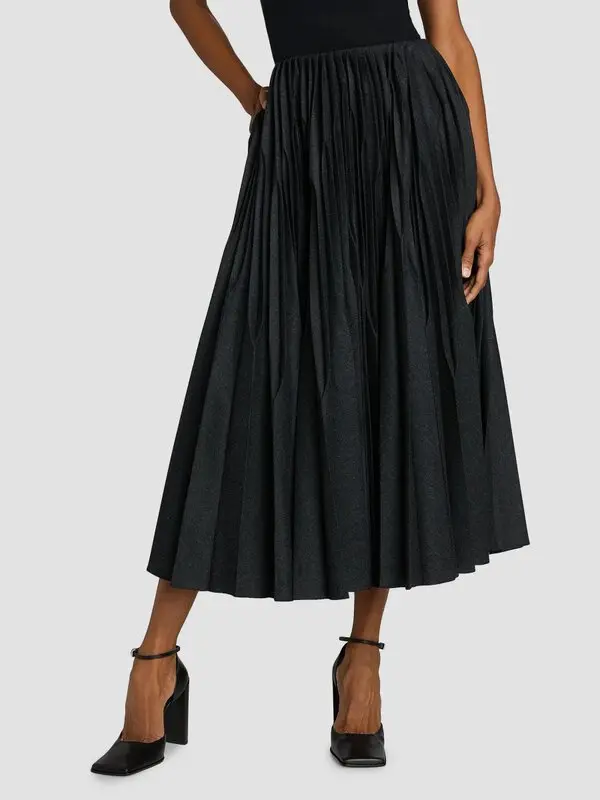 Alaïa Pleated Wool Midi-skirt