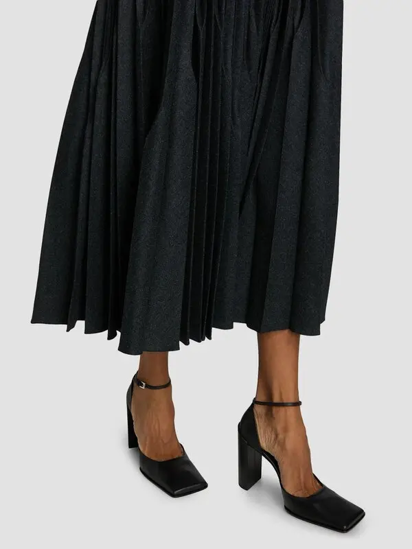 Alaïa Pleated Wool Midi-skirt