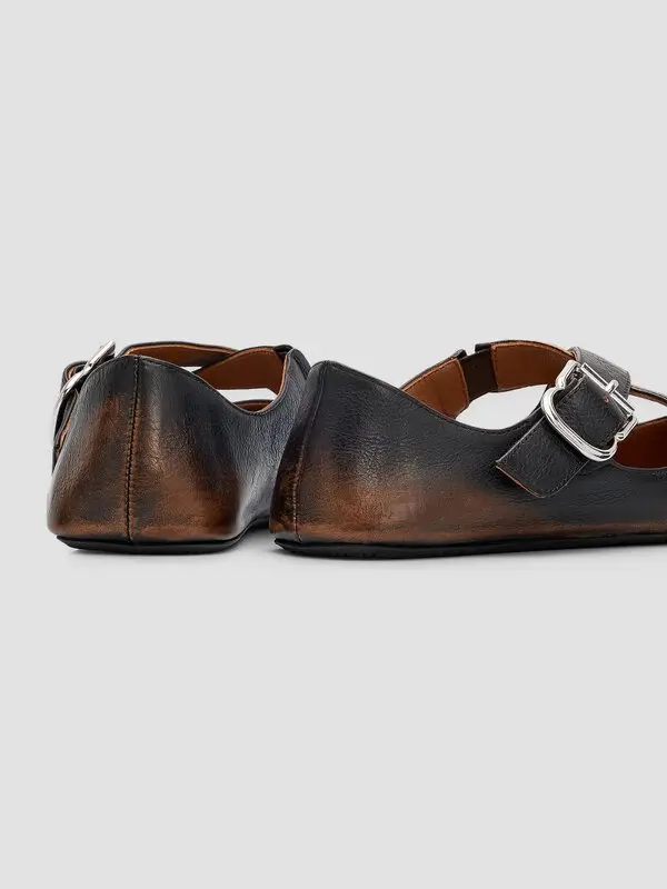Alaïa Cross-strap Leather Ballet Flats