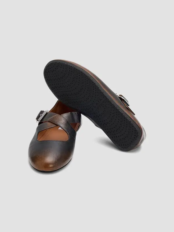 Alaïa Cross-strap Leather Ballet Flats