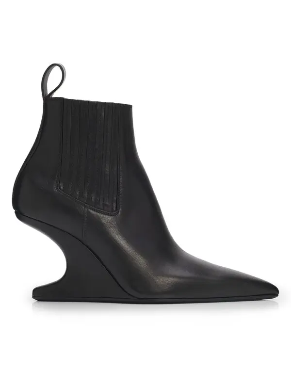 Rick Owens Leather Wedge Ankle Booties