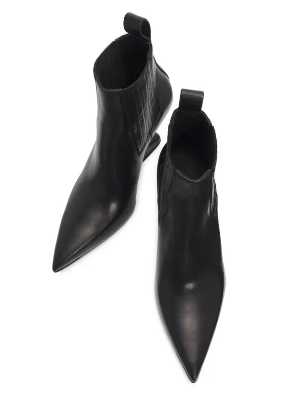 Rick Owens Leather Wedge Ankle Booties