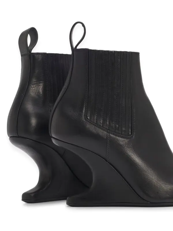 Rick Owens Leather Wedge Ankle Booties