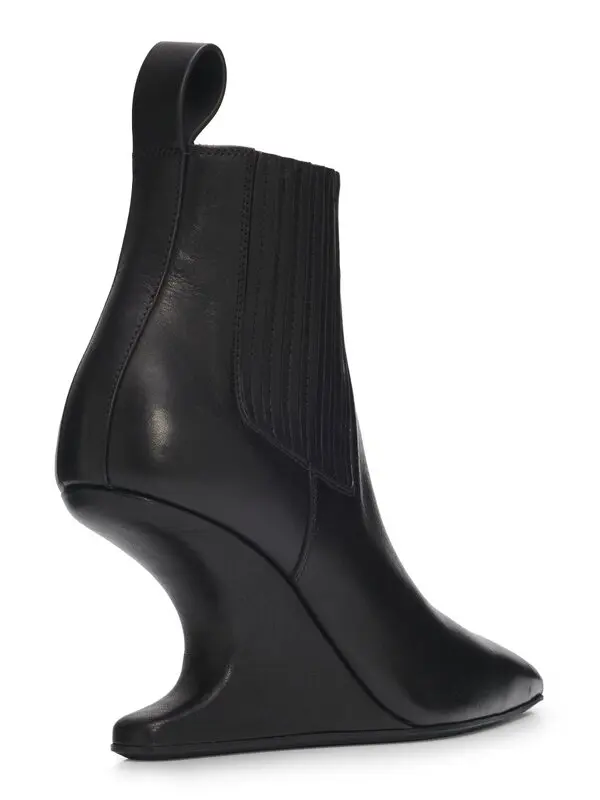 Rick Owens Leather Wedge Ankle Booties