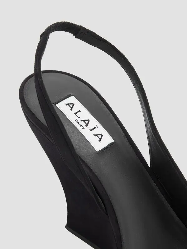 Alaïa 90mm Suede Wedge Slingback Pumps