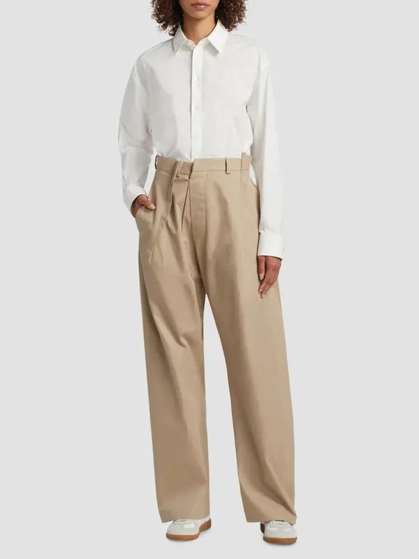 MAISON MARGIELA Pleated Cotton Straight-leg Pants