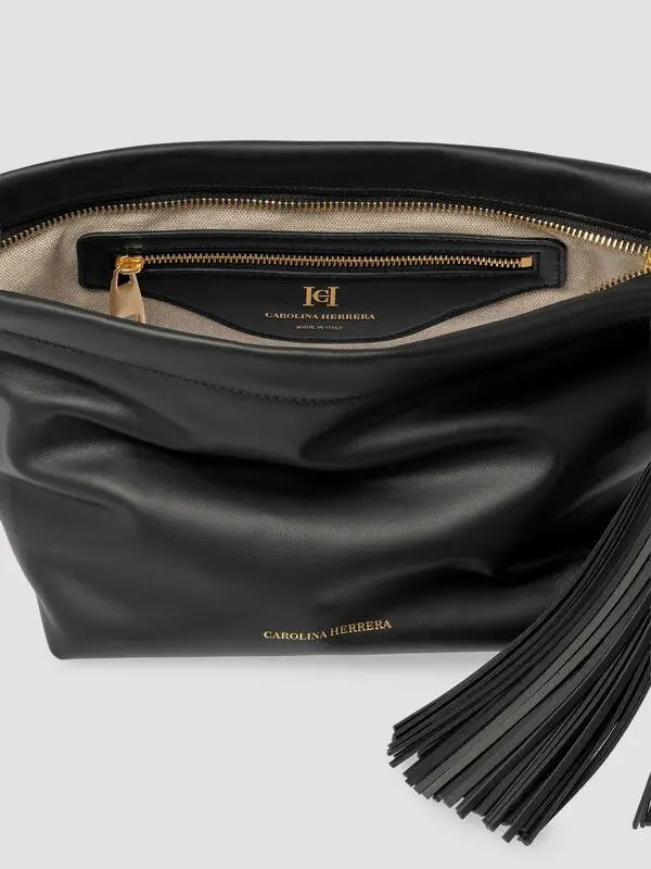 Carolina Herrera Pia Small Leather Clutch - Black