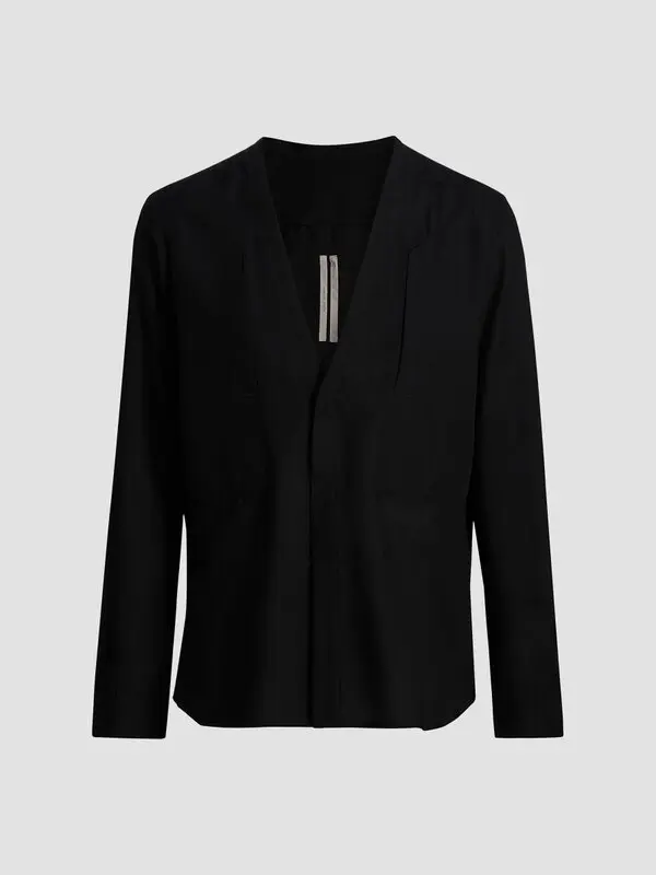 Rick Owens Larry Fogpocket Surplice V-neck Wool Shirt