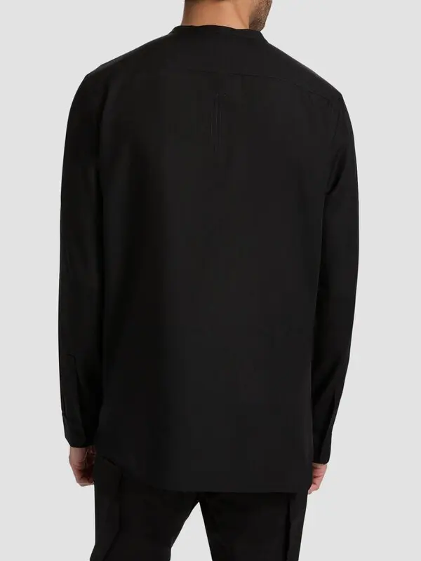 Rick Owens Larry Fogpocket Surplice V-neck Wool Shirt