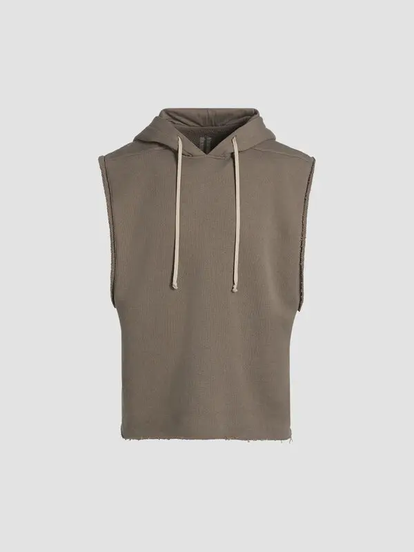 Rick Owens Drawstring Sleeveless Cotton Hoodie