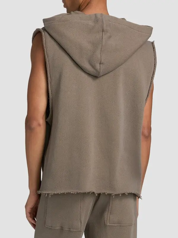 Rick Owens Drawstring Sleeveless Cotton Hoodie